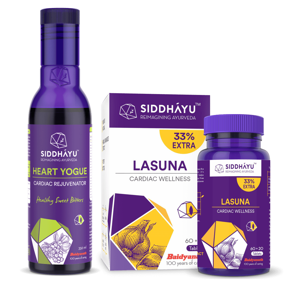 Lasuna - 80 tab And Heart Yogue - 350 ml combo – Siddhayu